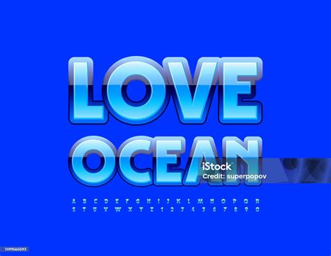 벡터 여행 엠블럼 러브 오션 독특한 파란색 알파벳 문자 및 숫자 세트 컴퓨터 글자에 대한 스톡 벡터 아트 및 기타 이미지 컴퓨터 글자 해변 개념 Istock