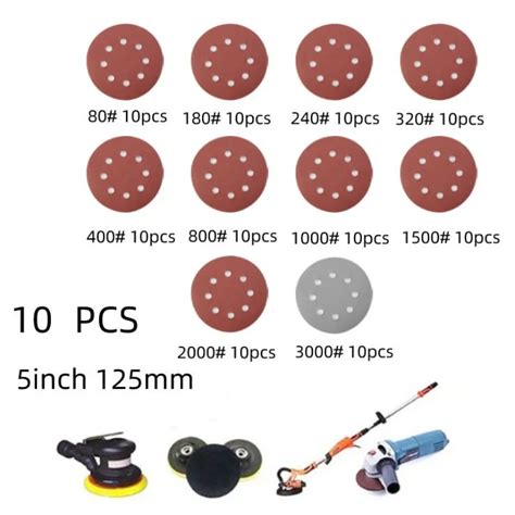 10pcs 125mm 샌딩 디스크 8 홀 훅 루프 샌드페이퍼 40grit 3000grit 샌딩 종이 샌딩 디스크 연마 도구 Aliexpress