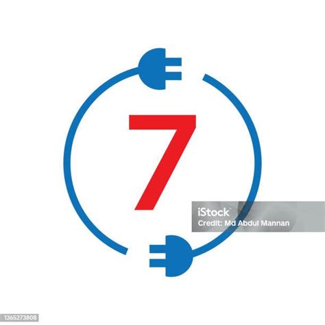 썬더 볼트 편지 7 전기 로고 전기 산업 전원 사인 전기 볼트 에 7 편지 로고 벡터 전력 에너지 번개 전기 뇌우에 대한 스톡