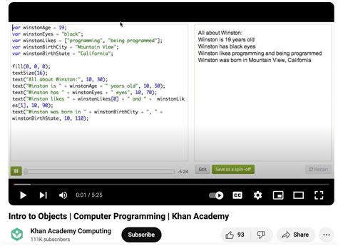 Intro To Objects Computer Programming Instructional Video For 6th