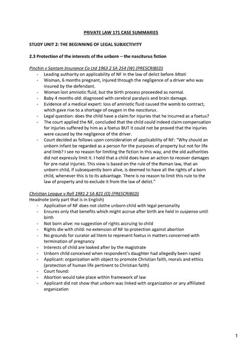 Private Law 171 Case Summaries 2020 Preview Private Law 171 Case