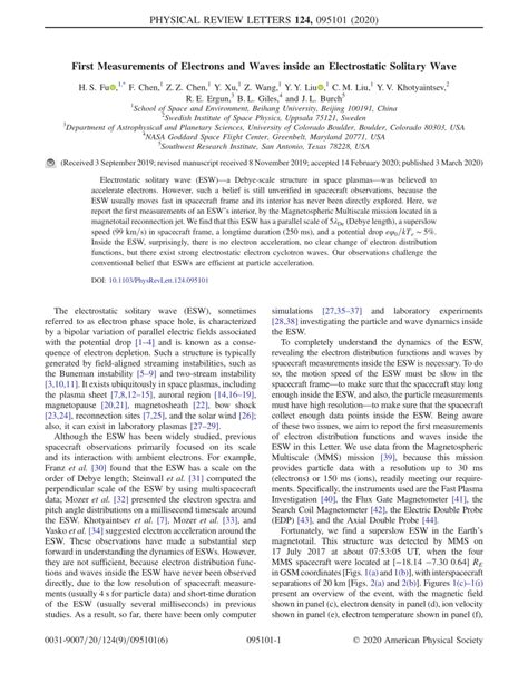 Pdf First Measurements Of Electrons And Waves Inside An Electrostatic Solitary Wave