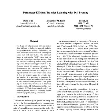 Parameter Efficient Transfer Learning With Diff Pruning Acl Anthology