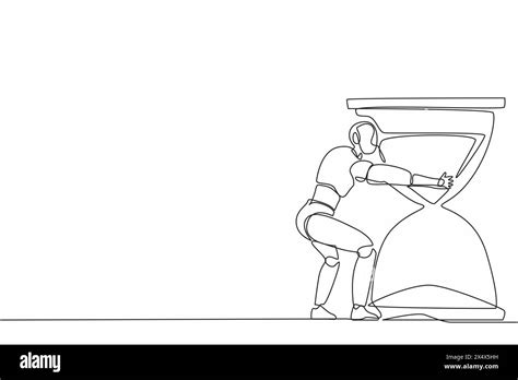 Single Continuous Line Drawing Robots Hugging Huge Hourglass Modern Robotics Artificial