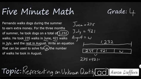 4th grade math representing an unknown quantity