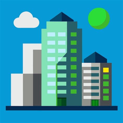 Tres Hermosos Edificios Con Fondo De Bot N Verde En El Cielo Azul Vector Premium Generado Con Ia