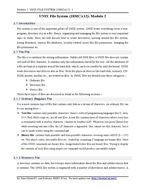 Unix Module 2 Pdf Computer File Directory Computing