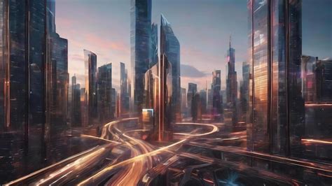 Premium Photo 3d Render Abstract Technology Background With Geometry Buildings And Light