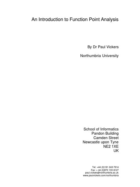 An Introduction To Function Point Analysis Pdf
