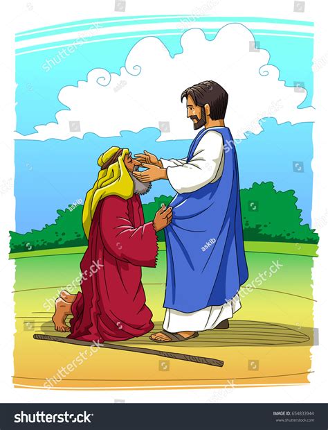 Jesus Heals The Blind Man Clip Art
