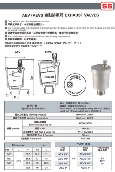 AEV 自動排氣閥 Hopeet Valves