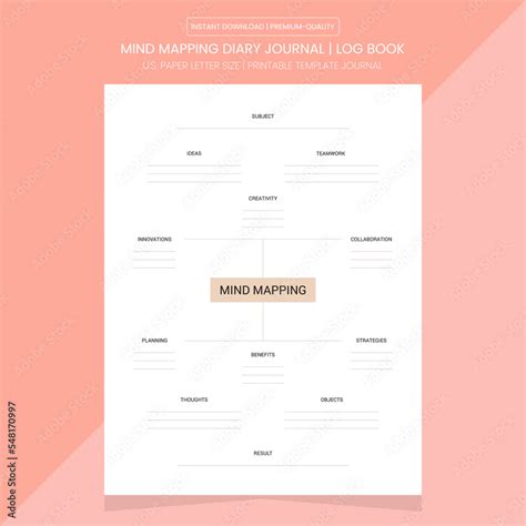 Mind Mapping Log Book Mind Mapping Notebook Printable Template Mind Mapping Diary Journal