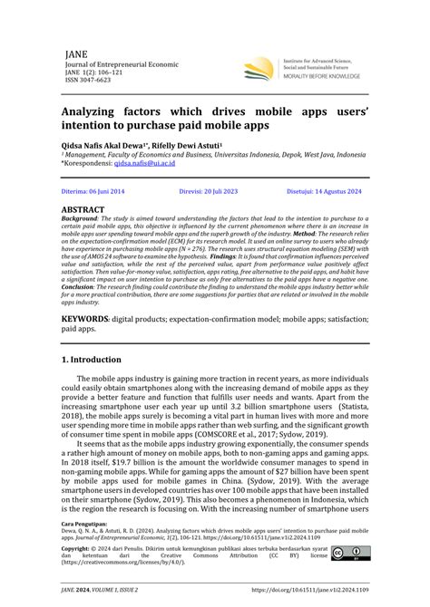 Pdf Analyzing Factors Which Drives Mobile Apps Users Intention To