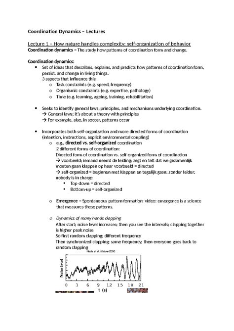 Coordination Dynamics Lectures Coordination Dynamics Lectures Lecture 1 How Nature