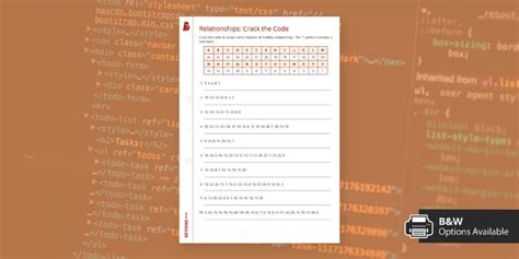 Relationships Crack The Code Worksheet Teacher Made