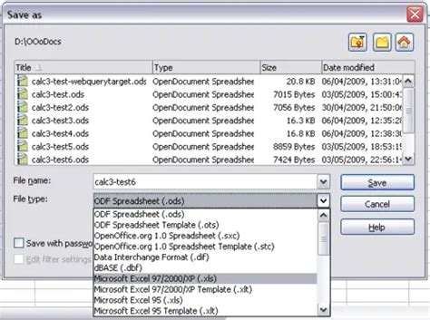 OpenOffice Calc 3 X Saving As A Microsoft Excel Document