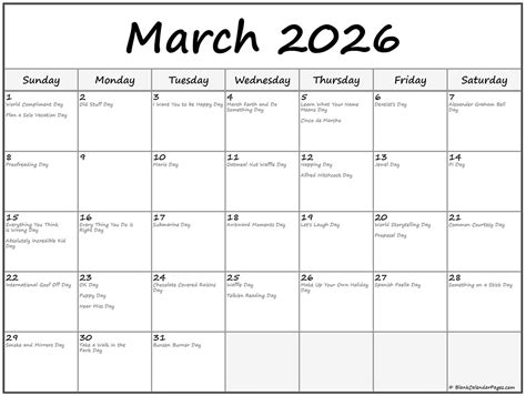 March 2026 Calendar With Holidays My Printable Template