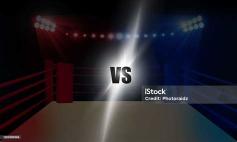 복싱 링 경기장 과 스포트라이트 투광 조명 벡터 디자인 벡터 조명 가득 찬에 대한 스톡 벡터 아트 및 기타 이미지 가득 찬