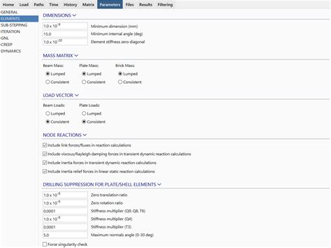 Solvers Parameters Elements
