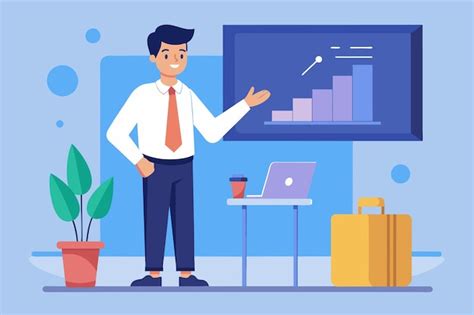 Premium Vector A Man Standing In Front Of A Projected Presentation Engaged In Public Speaking