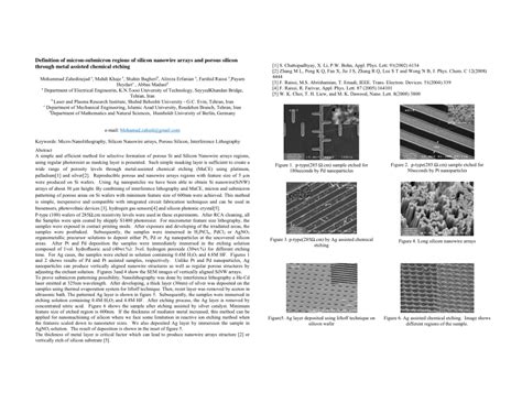 Pdf Definition Of Micron Submicron Region Of Silicon Nanowire Arrays