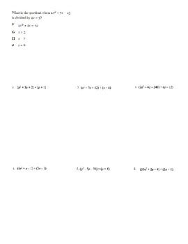 Multiplying And Dividing Polynomials Notes Practice TpT