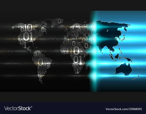Binary Code World Map With A Background Royalty Free Vector
