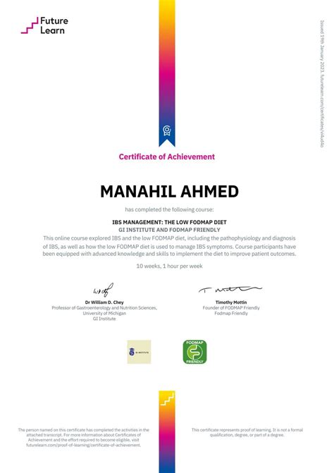 Congratulations To Manahil Ahmed On Successfully Completing Our Ibs Management The Low Fodmap