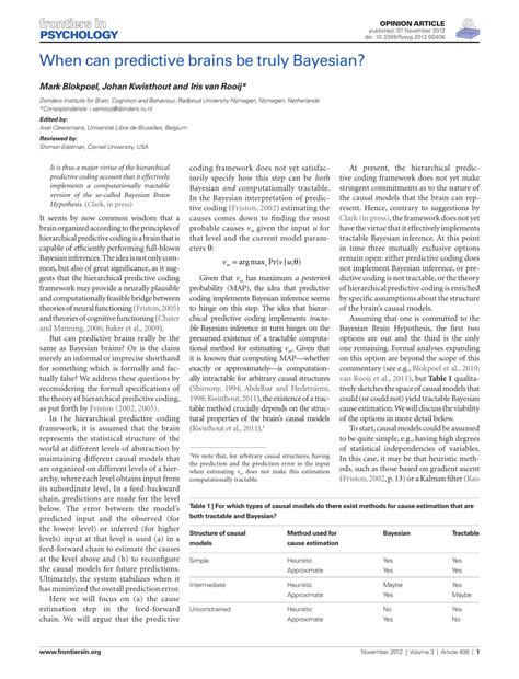 Pdf When Can Predictive Brains Be Truly Bayesian