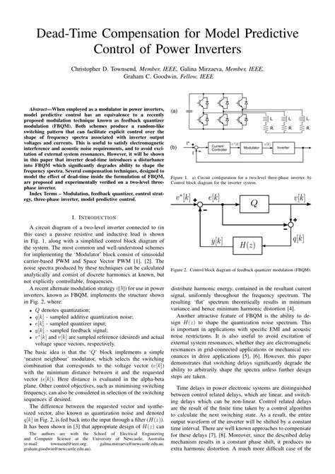 Pdf Dead Time Compensation For Model Predictive Control Of Power