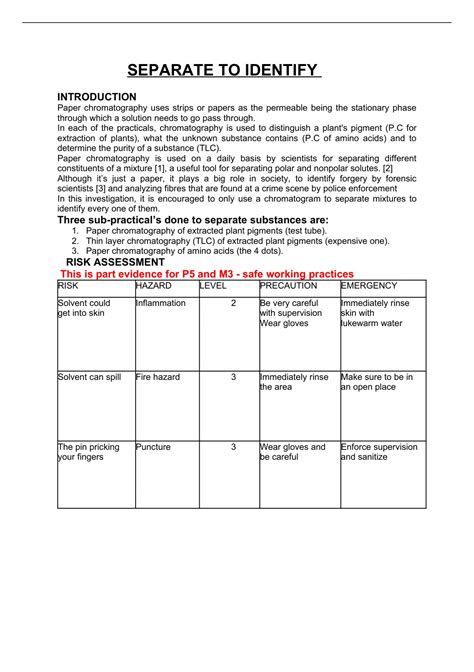 BTEC APPLIED SCIENCE UNIT 2 ASSIGNMENT B Unit 2 Practical Scientific