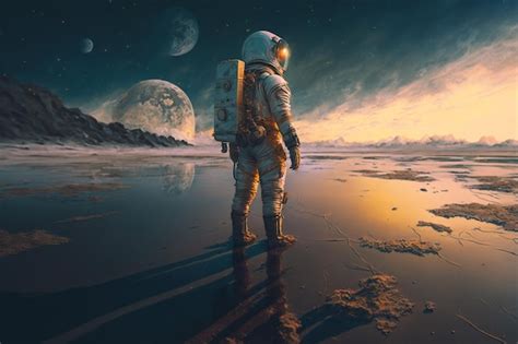 Premium Ai Image Generative Ai Astronaut Exploring Planet Watching Outer Space