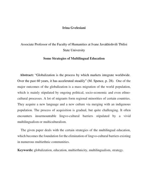Pdf Some Strategies Of Multilingual Education
