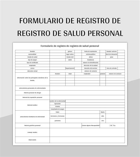 Plantilla De Formato Excel Formulario De Registro De