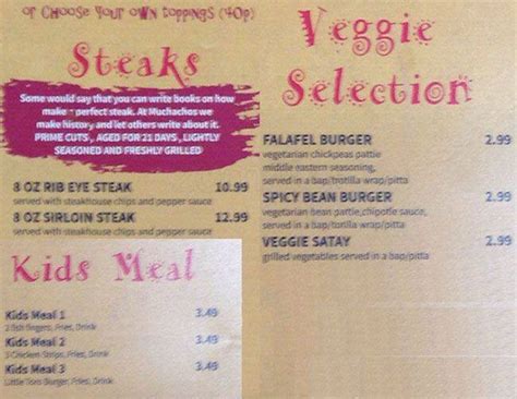 Menu At Muchachos Restaurant Hounslow West Point