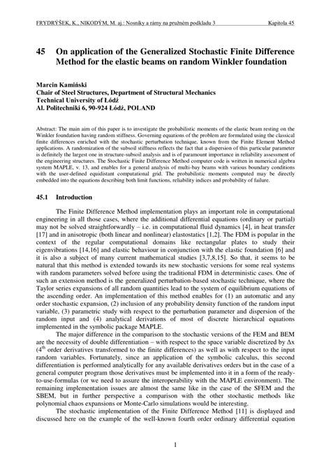 Pdf On Application Of The Generalized Stochastic Finite Difference Method For The Elastic