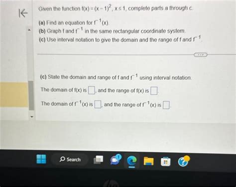 solved given the function f x x−1 2 x≤1 complete parts a