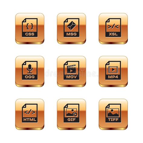 Set Archivo Css Documento Html  Mov Ogg Y Icono Xsl Vector