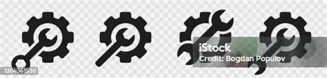 수리를 위한 렌치가 있는 기계식 기어 아이콘 투명한 배경으로 격리된 유지 보수 아이콘 기호입니다 강철에 대한 스톡 벡터 아트 및 기타 이미지 Istock