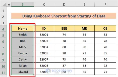 How To Select Column To End Of Data In Excel Easy Methods