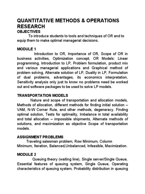 quantitative methods pdf mathematical optimization applied
