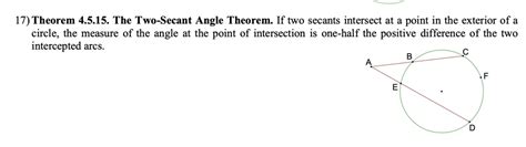 Solved Theorem 4515 The Two Secant Angle Theorem If Two Secants
