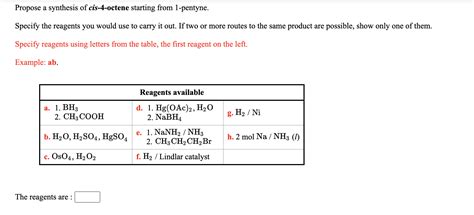 Solved Propose A Synthesis Of Cis 4 Octene Starting From