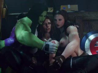 She Hulk gives Black Widow Handjob until Cumshot Anime シーハルクがブラックウィドウに射精するまで手コキを与える アニメ