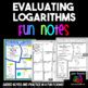 Evaluating Logarithms FUN Notes Doodle Pages And Practice By Joan Kessler
