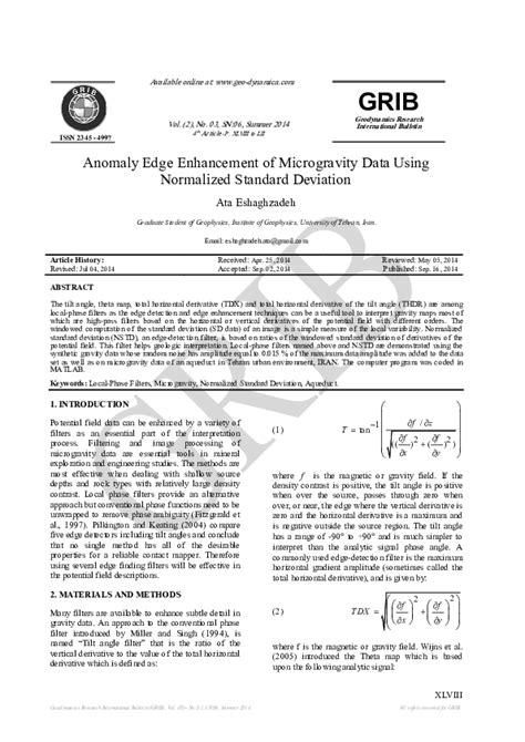 Pdf Anomaly Edge Enhancement Of Microgravity Data Using Normalized