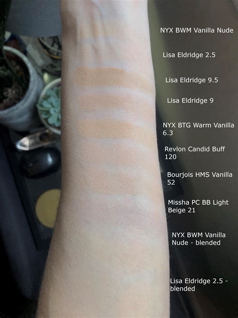 Lisa Eldridge 25 9 And 95 Foundation Swatches Incl Nyx Vanilla