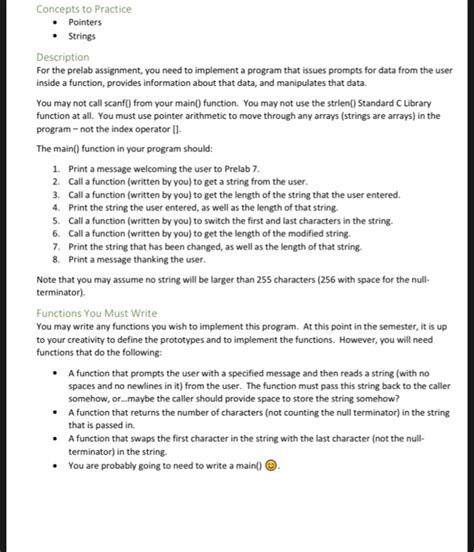 Solved Concepts To Practice • Pointers • Strings Description