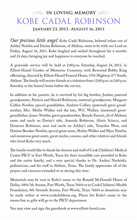 Examples Of Obituaries For Mother