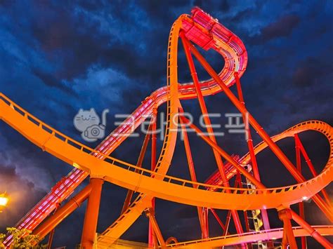 Amusementpark 놀이공원 롤러코스터 놀이동산 야간 사진이미지일러스트캘리그라피 Nmaldalri작가